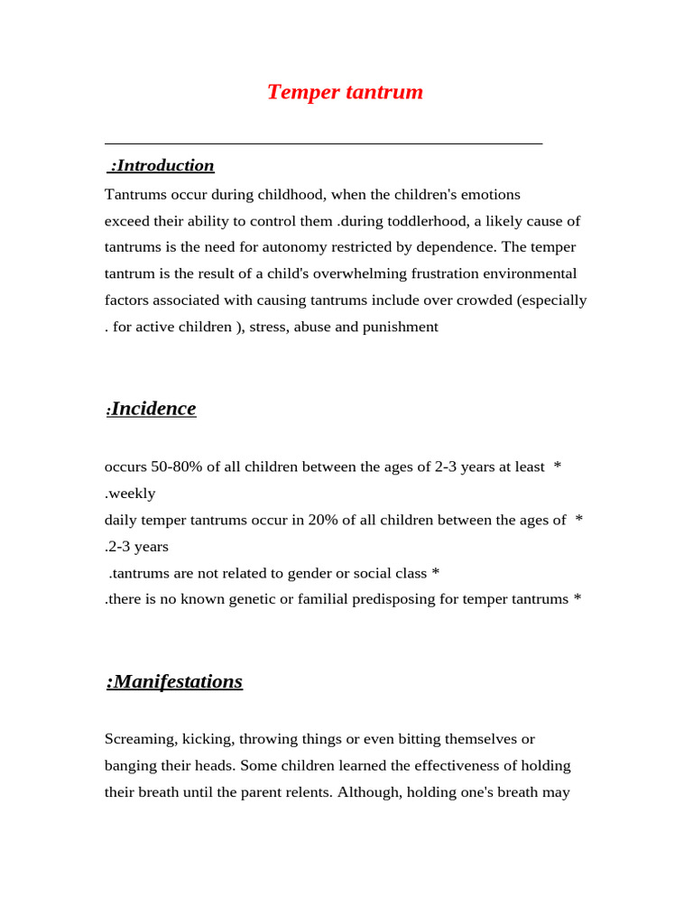 Temper Tantrum | PDF