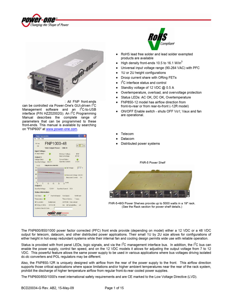 FNP1000 48G Power One | PDF | Power Supply | Alternating Current