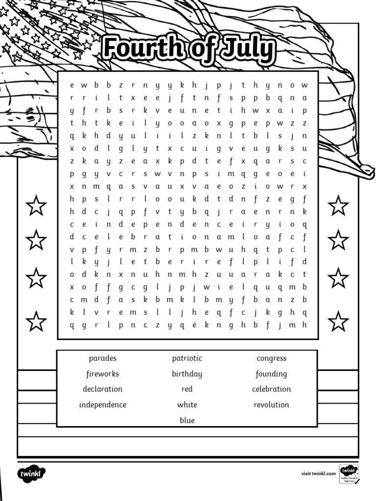 4th of July Word Search Activity | PDF
