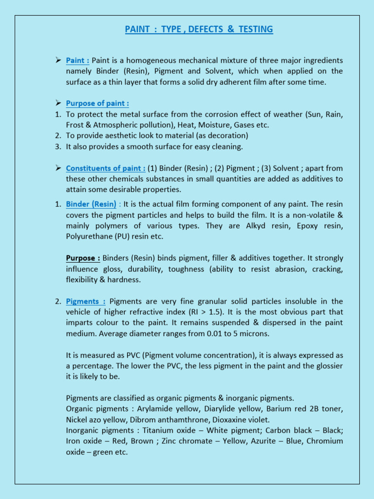 Paint - Type, Defects & Testing | PDF | Paint | Materials