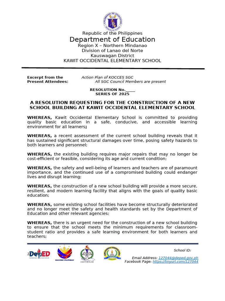 School Resolution On School Building Construction-2 | PDF | Learning