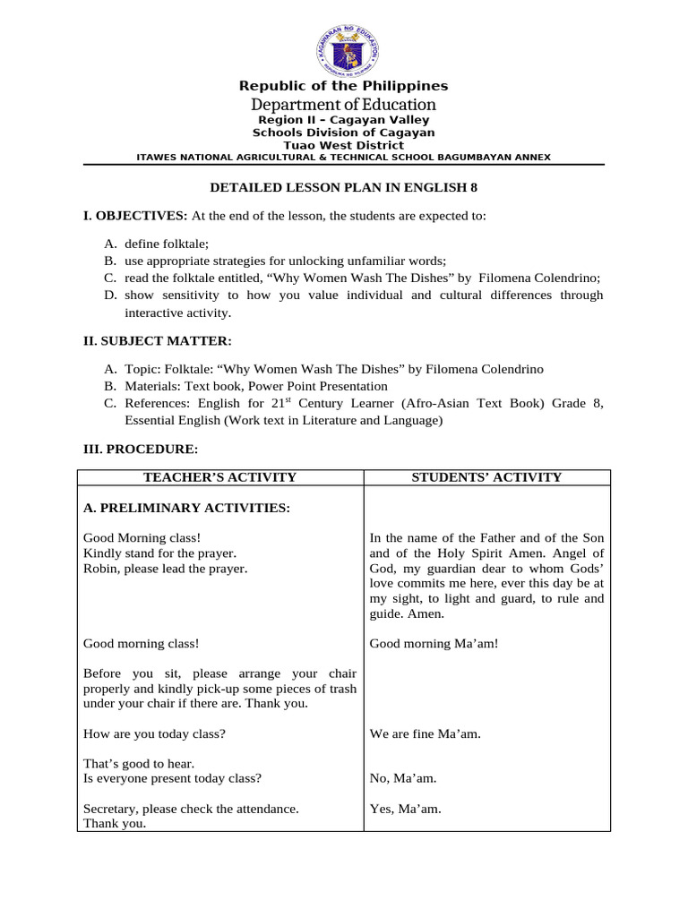 Lesson Plan: Folktale Analysis | PDF