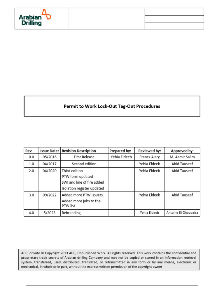 PTW Lock Out Tag Out May-2023 | PDF | Carbon Dioxide | Safety
