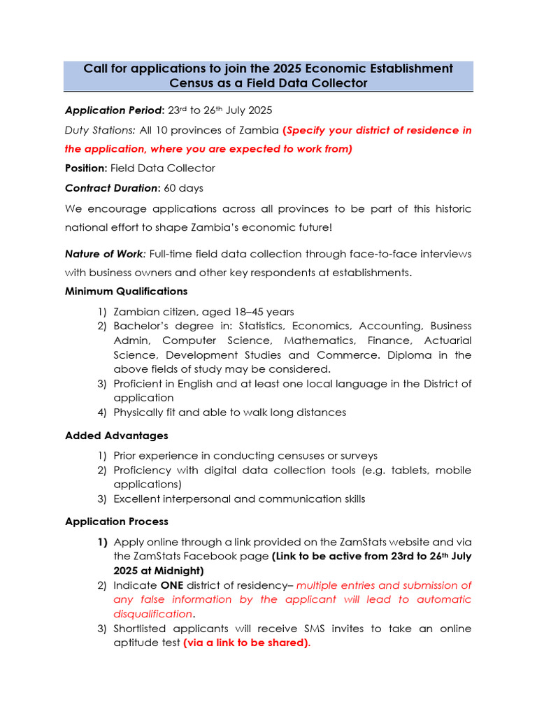 2025 Economic Census Field Collector Jobs | PDF