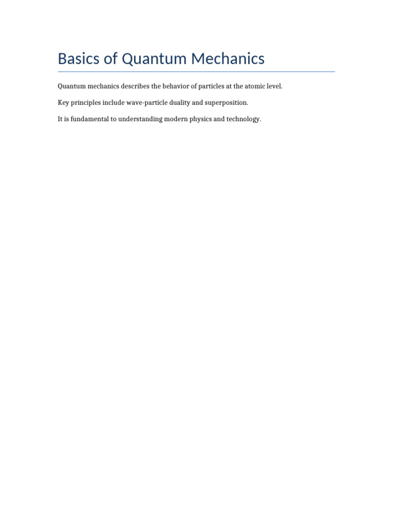 Basics of Quantum Mechanics | PDF