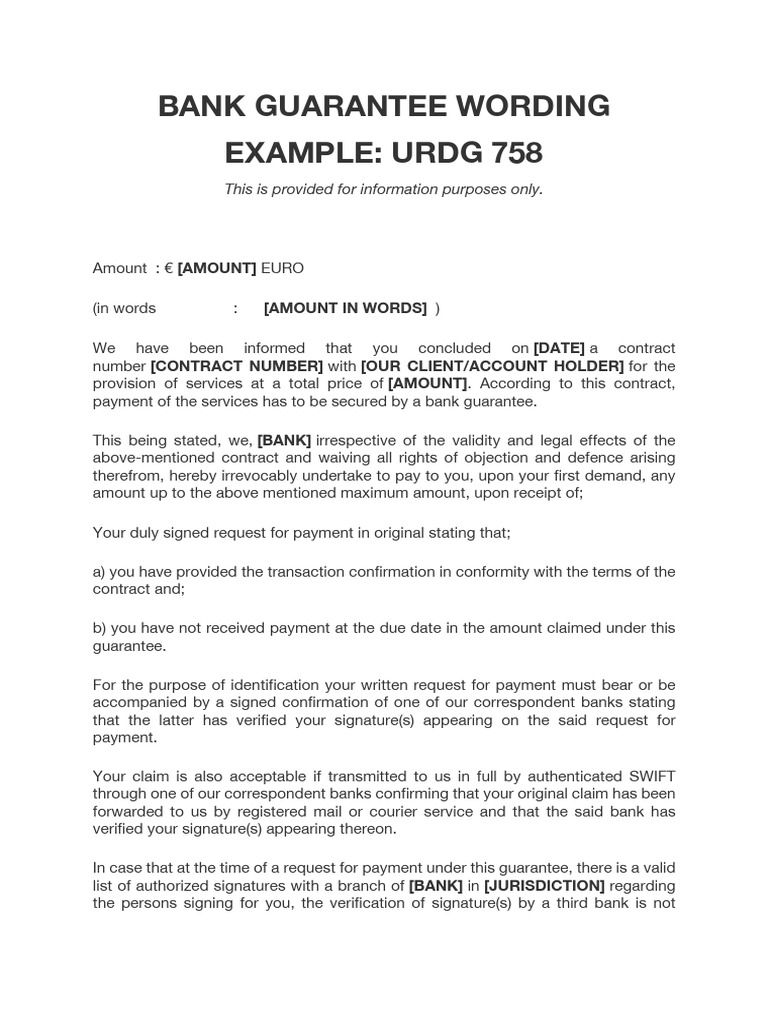 Bank Guarantee Wording Sample | PDF