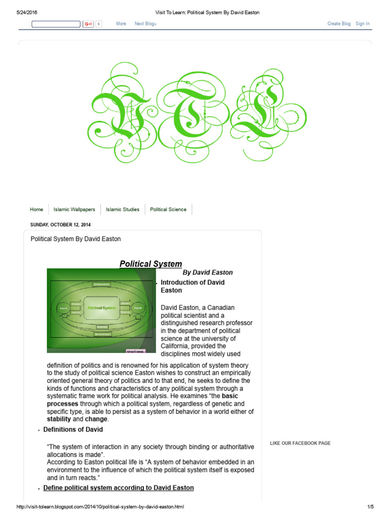 Visit to Learn_ Political System by David Easton | PDF | System ...