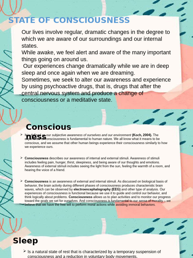 State of Consciousness Grp. 3 Uts | PDF | Sleep | Rapid Eye Movement Sleep