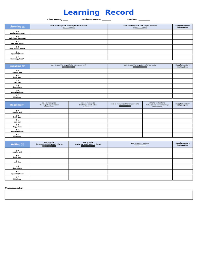 Learning Record - Get Set, Go！ | PDF