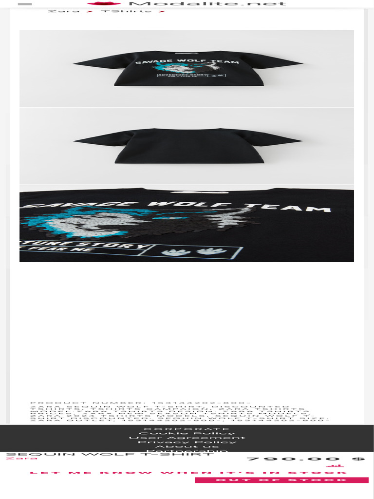 Zara Sequin Wolf T-Shirt - 153144202-800 | PDF