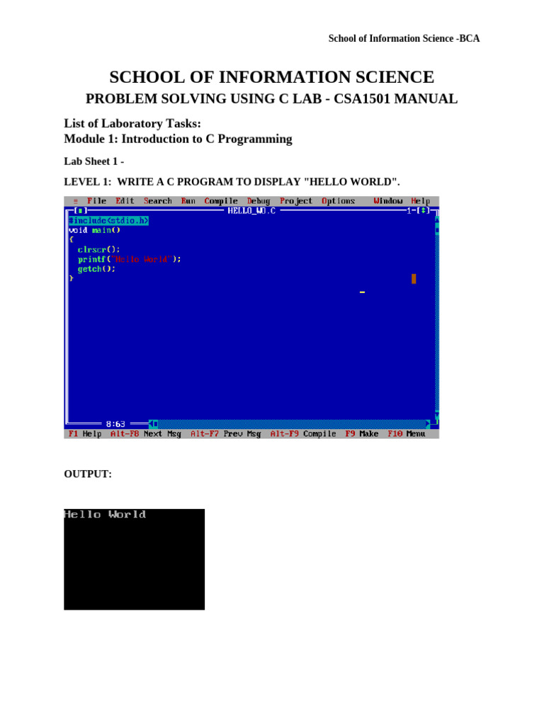Problem Solving Using C Lab Manual | PDF