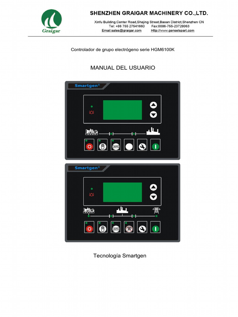 Modulo de Control HMG6100 SMARTGEN (Traducido) | PDF | Generador eléctrico | Ingenieria Eléctrica
