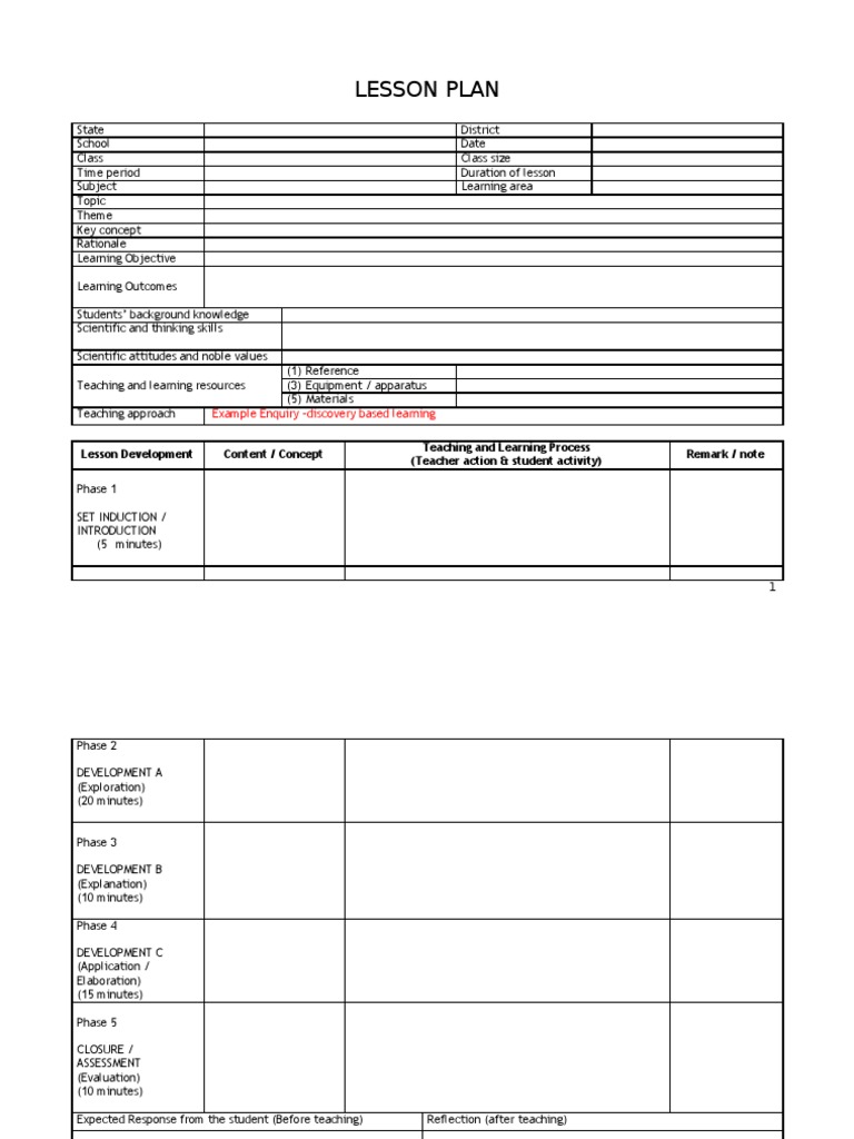 Lesson Plan: Example Enquiry - Discovery Based Learning | PDF