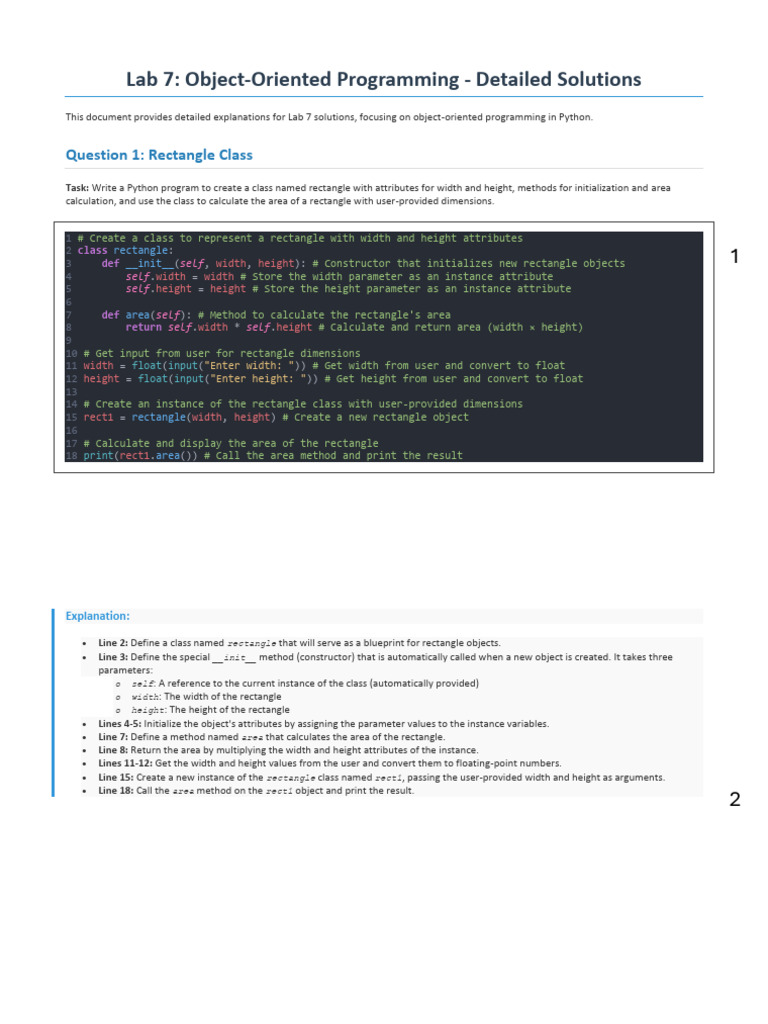 Detailed Lab 7 Solutiont | PDF | Method (Computer Programming) | Class (Computer Programming)