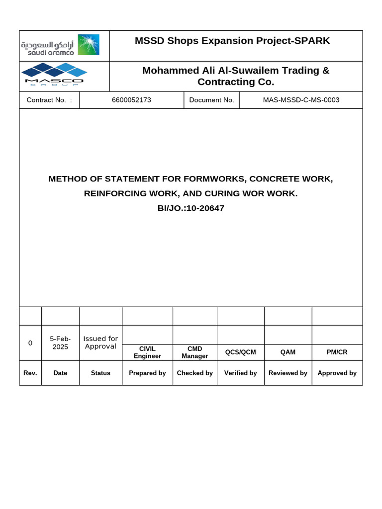 Method Statement for MSSD Expansion Project | PDF | Concrete | Building ...