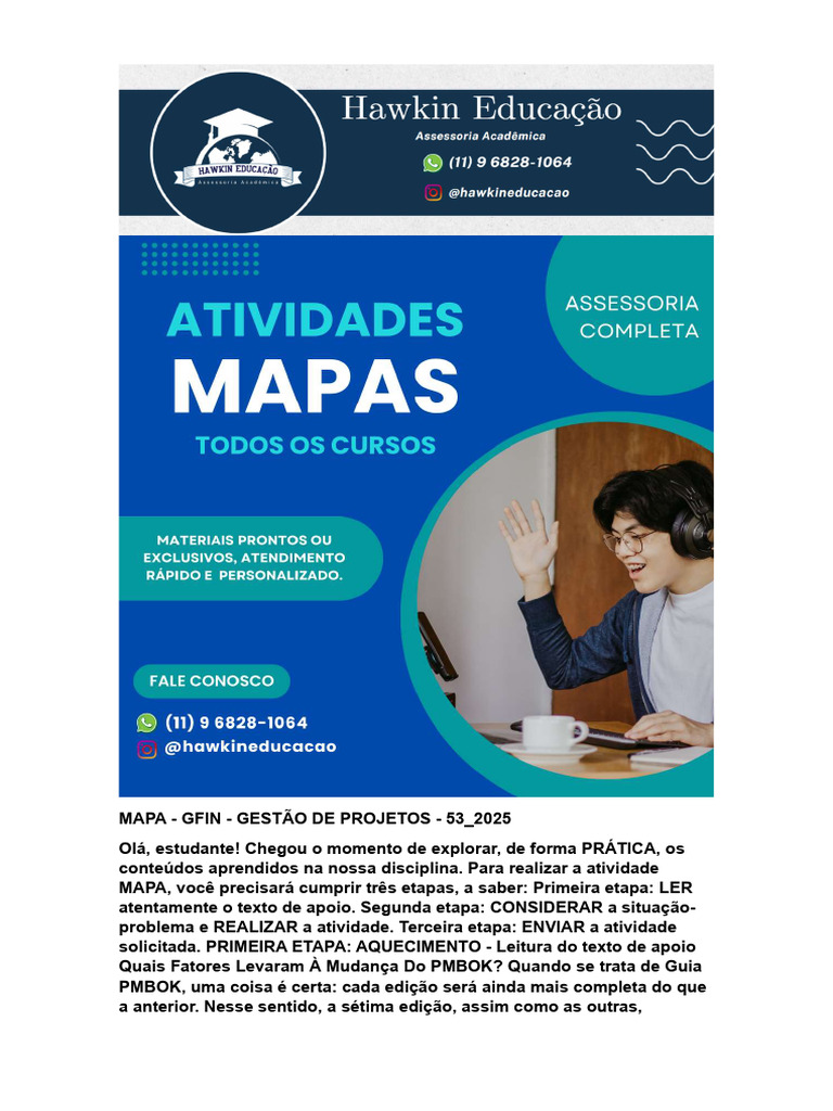 Mapa de Gestão de Projetos PMBOK 7 | PDF