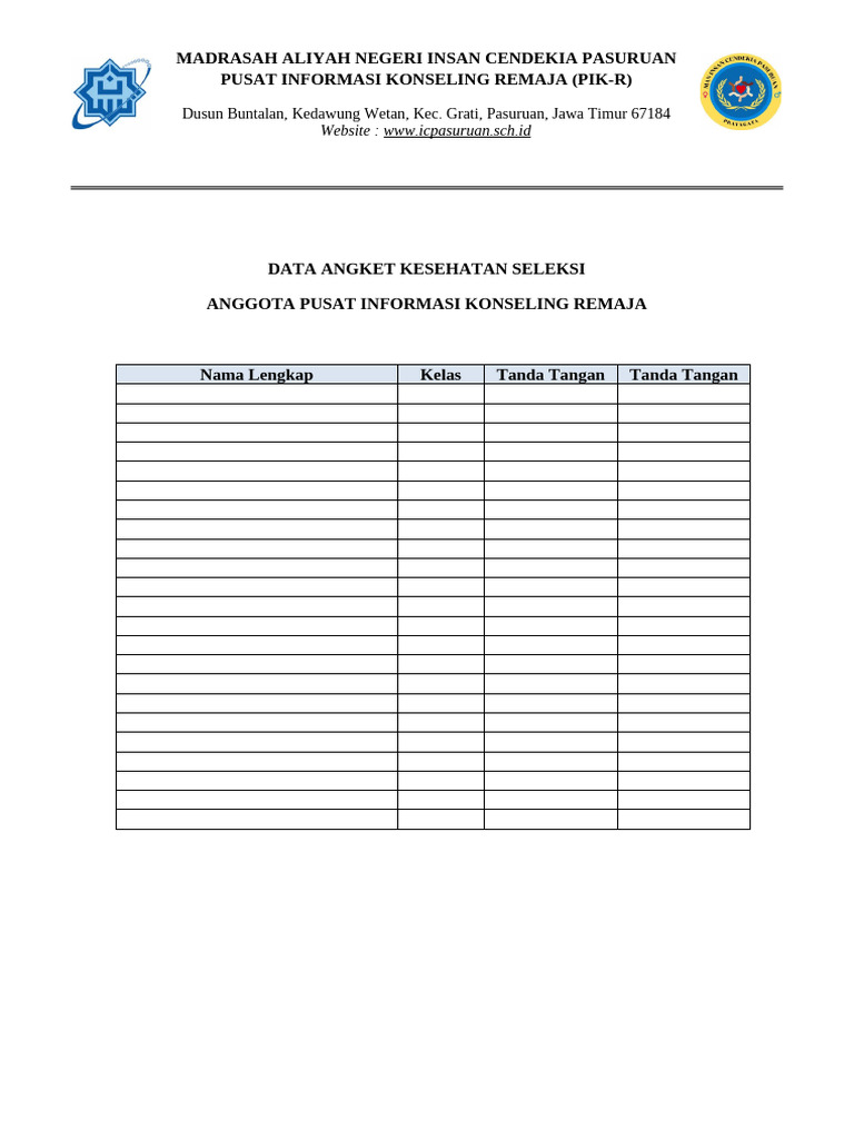 Data Angket Kesehatan | PDF