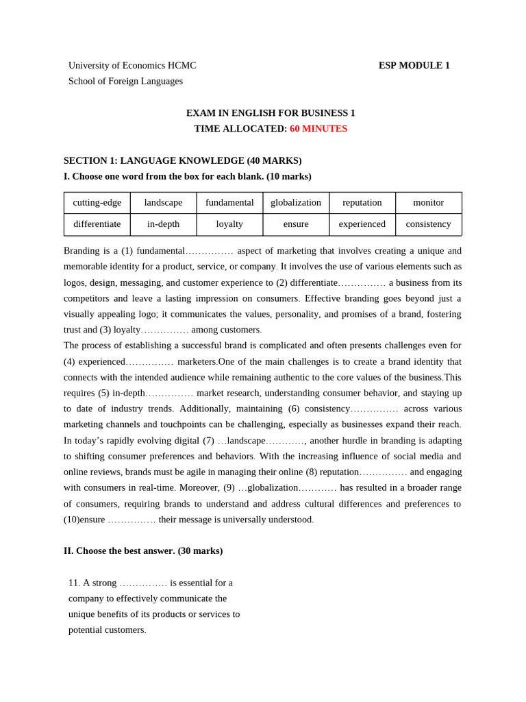English for Business Exam Guide | PDF | Pricing | Marketing