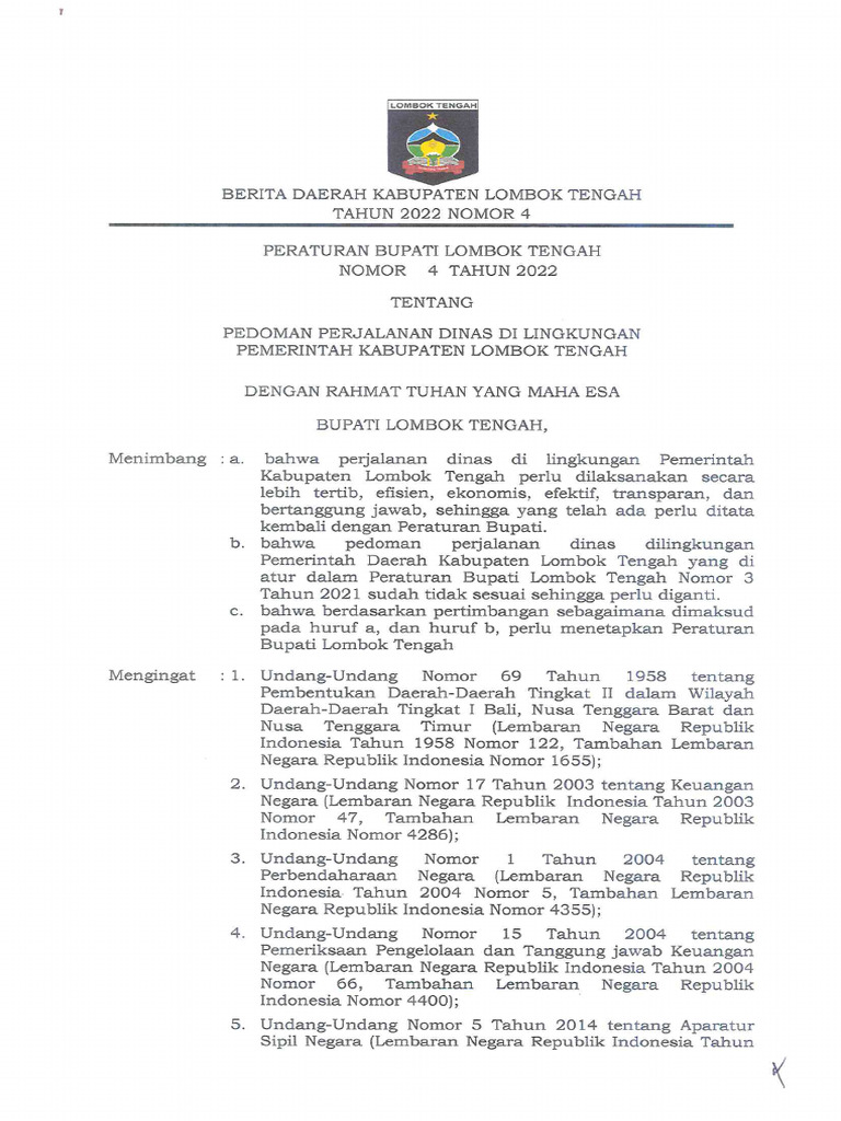 Perbup 4 Tahun 2022 | PDF