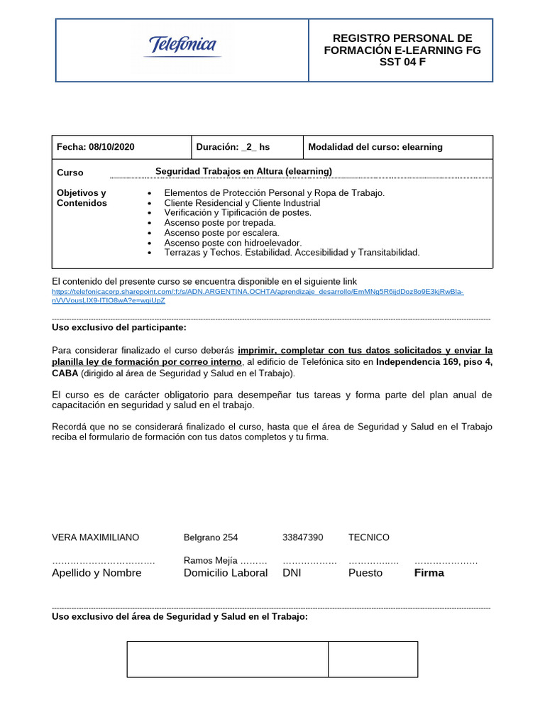 FG-SST-04-F Seguridad Trabajo en Altura (Elearning) 30611311 | PDF