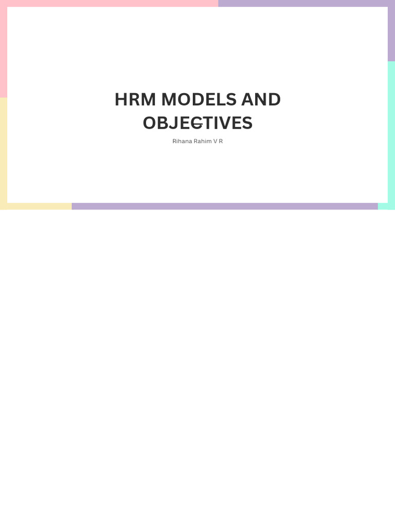 HRM Models and Objectives | PDF | Human Resource Management | Corporate ...