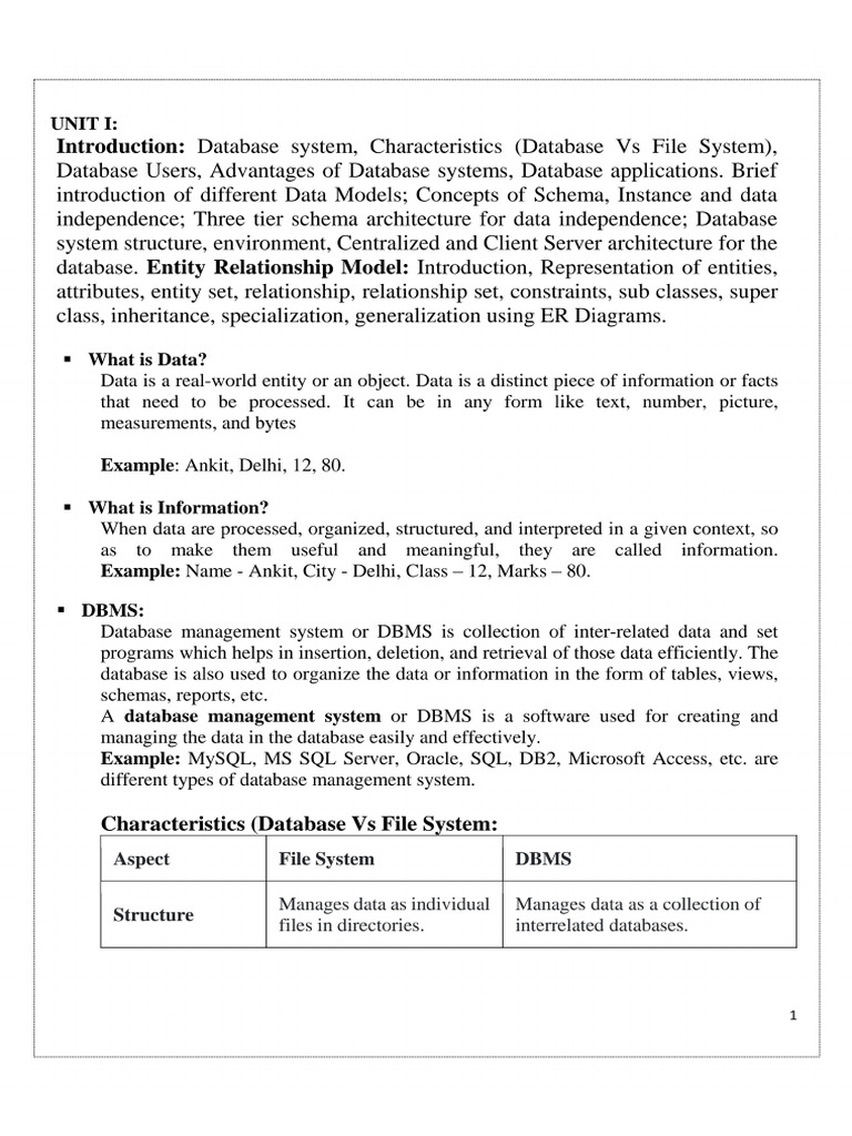 UNIT 1 Material | PDF