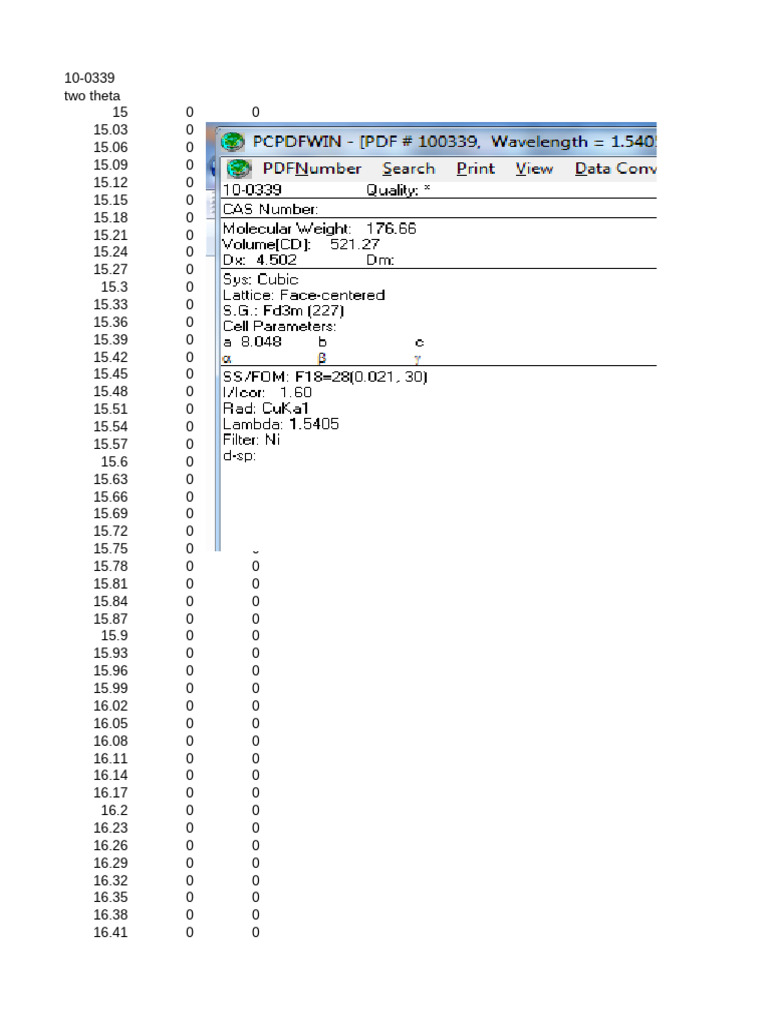 NiAl2O4 (JCPDS 10-0339) | PDF
