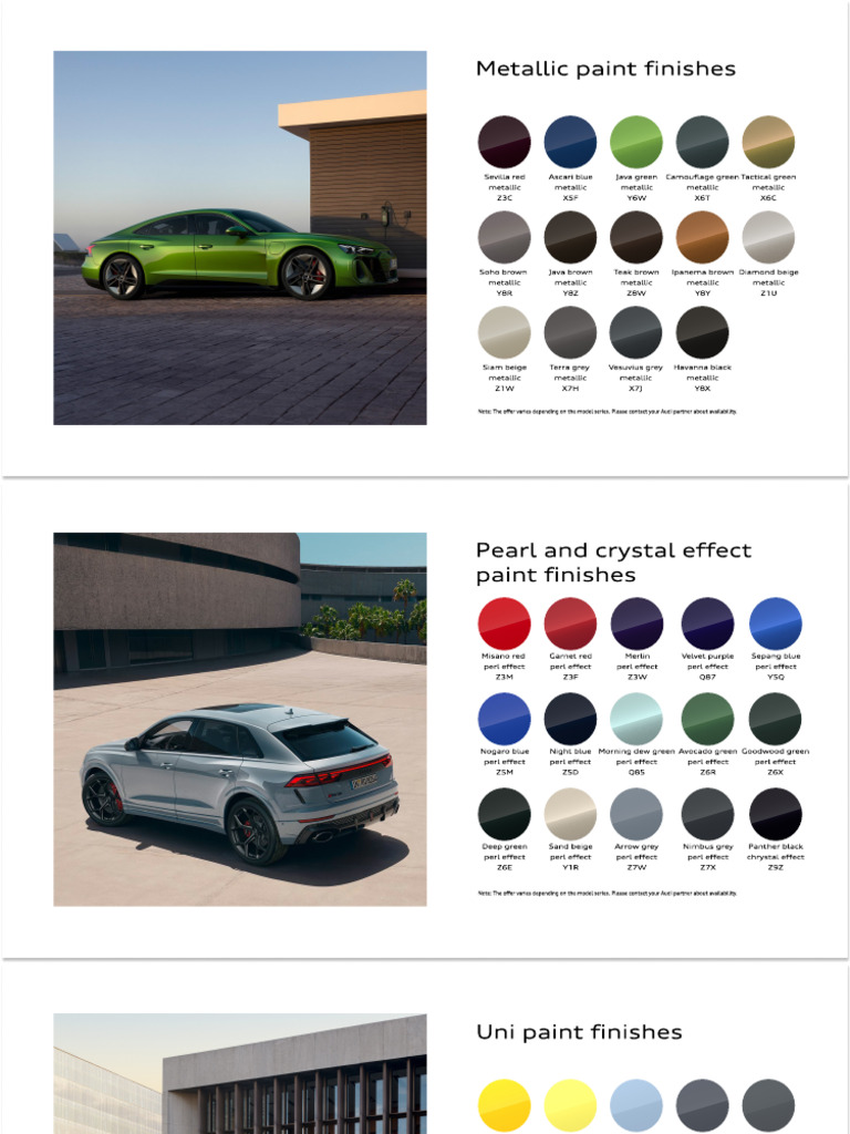 Audi Exclusive Paint Finishes Chart | PDF