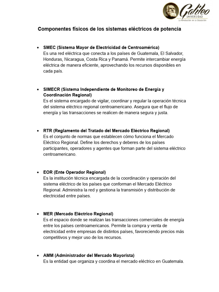 Componentes del Sistema Eléctrico Centroamericano | PDF