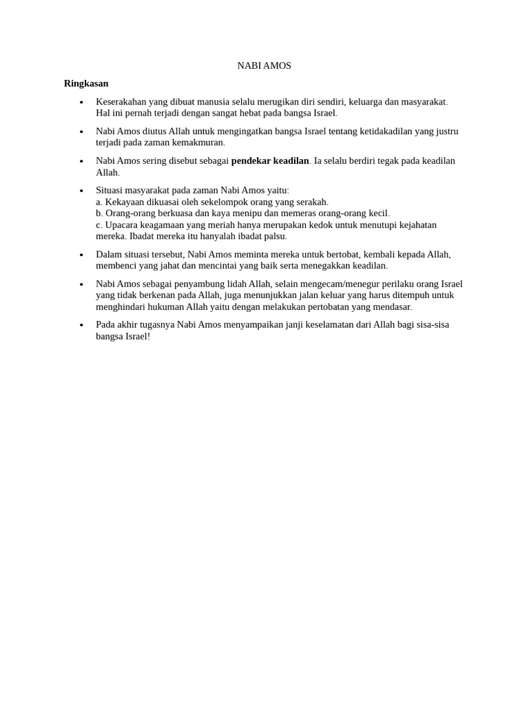 Materi Ajar NAbi Amos | PDF
