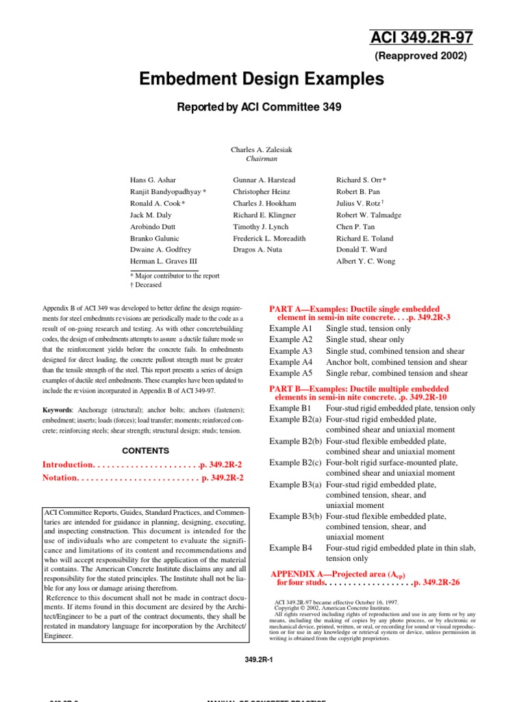 (Code) ACI 349.2R-97 Embedment Design Examples (ACI, 1997) | PDF ...