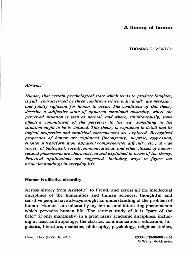 A Theory of Humor | PDF | Humour | Theory