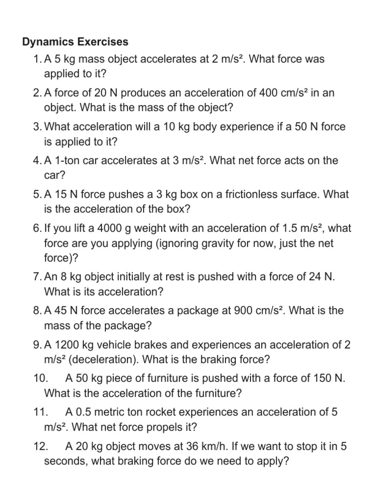 Dynamics Exercises | PDF