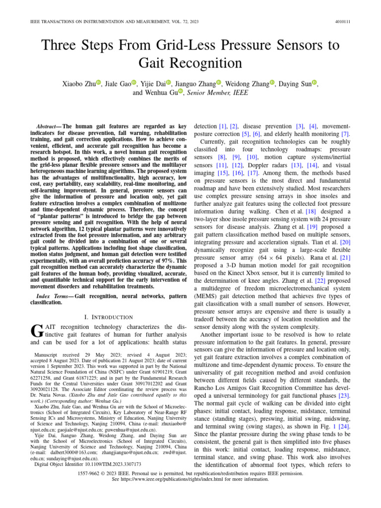 Three Steps From Grid-Less Pressure Sensors To Gait Recognition | PDF | Deep Learning