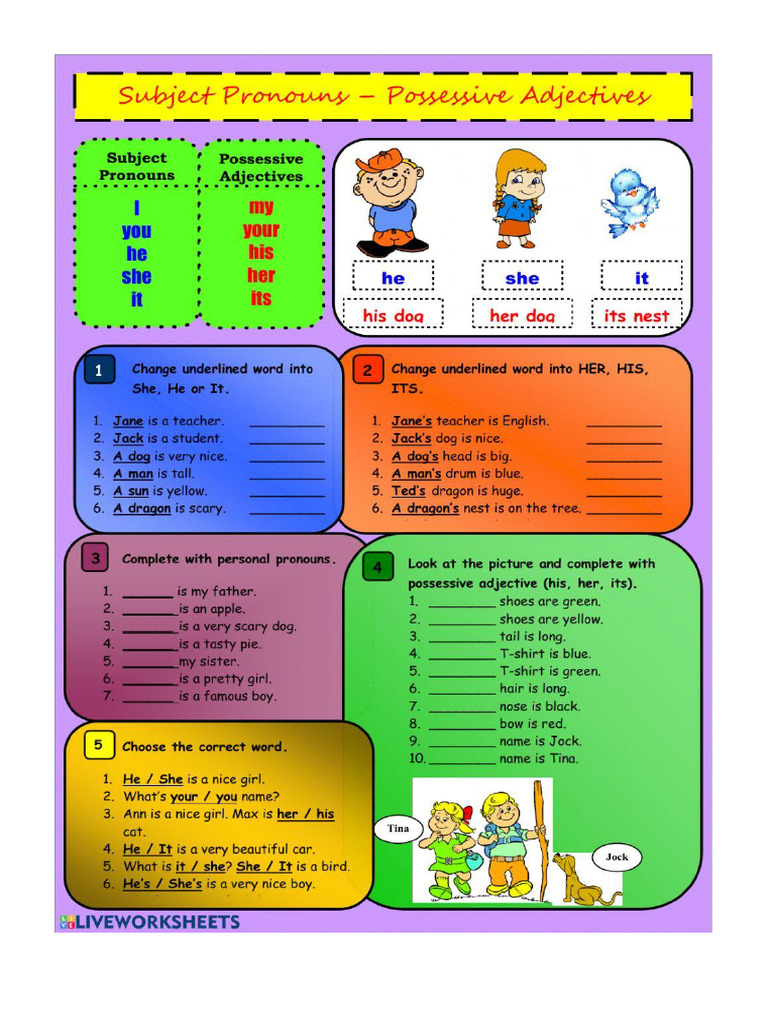 Subject Pronouns and Posseessive Adjectives | PDF