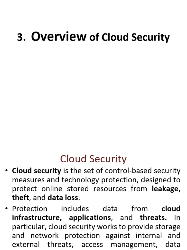 Chapter 3 Overview of Cloud Security | PDF | Security | Computer Security