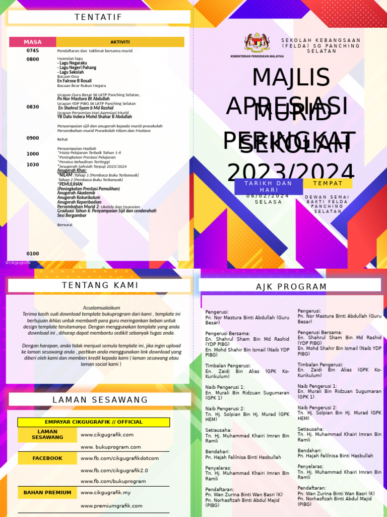 Template Buku Program Percuma Tema Belbagai Bentuk Warna Warni ...