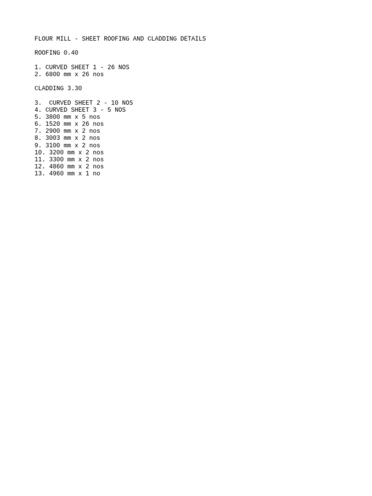 Flour Mill Sheet Layout | PDF