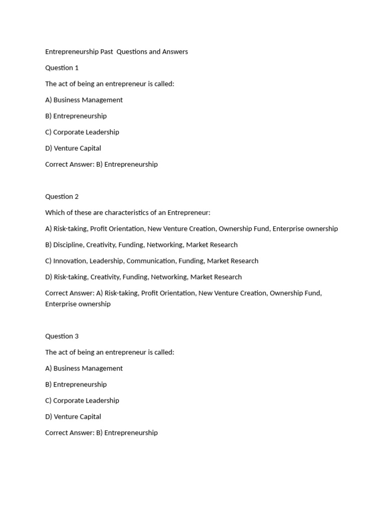 Ep Smart Ent Revision Questions Copy | PDF | Entrepreneurship | E Commerce