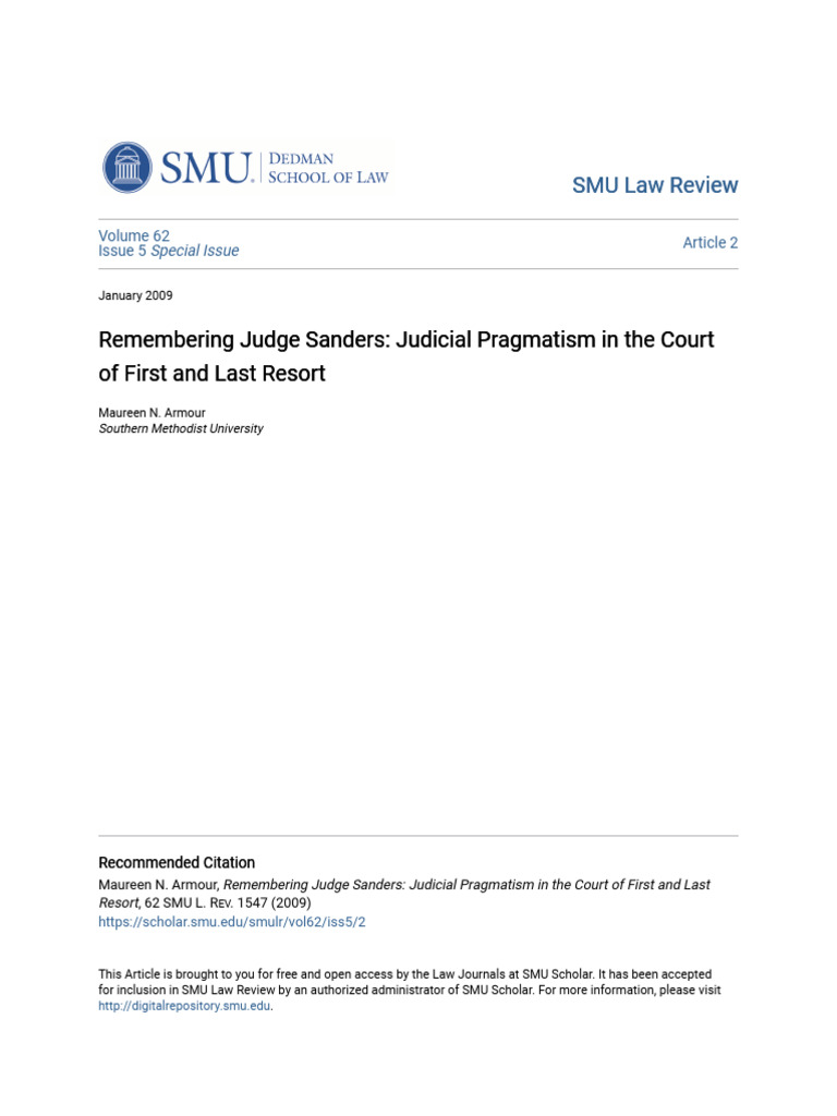 Remembering Judge Sanders | PDF | Standard Of Review | United States ...