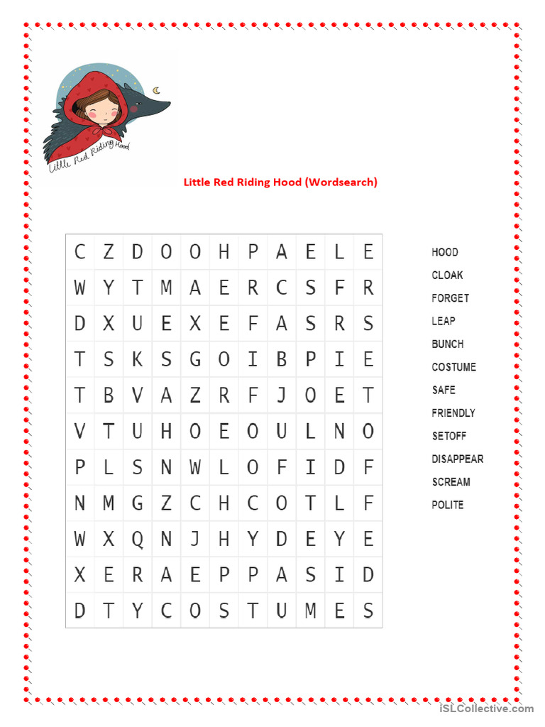 Little Red Riding Hood Wordsearch | PDF