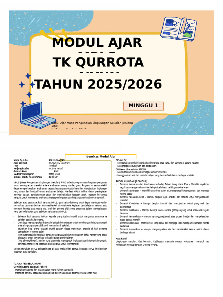 Modul MPLS PAUD TK Qurrata A'yun 2025 | PDF