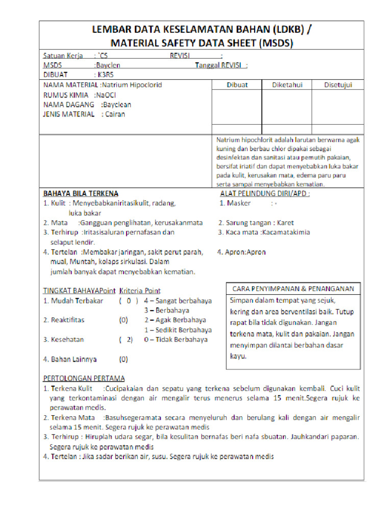 Msds Bayclin (B.indo) | PDF