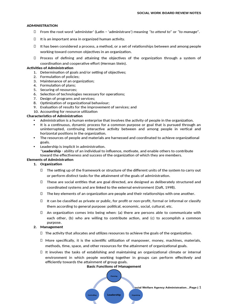 Social Work Administration Overview | PDF | System | Policy