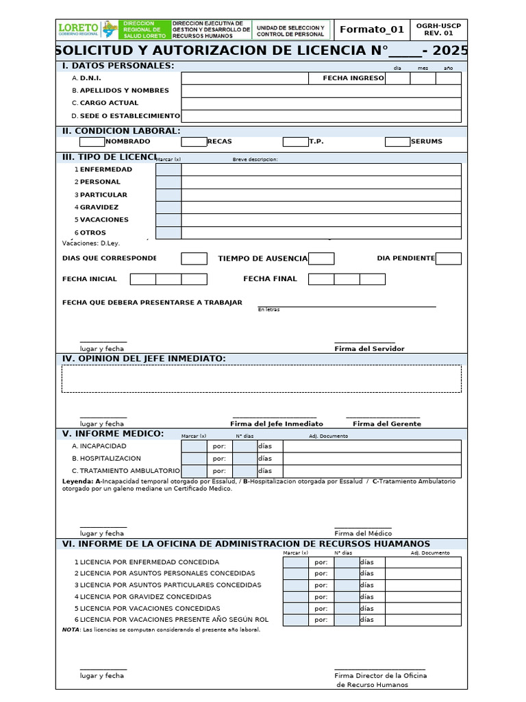 Formato Solicitud - Licencias 2025 | PDF