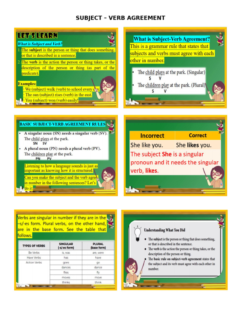 Subject Verb Agreement Lesson | PDF