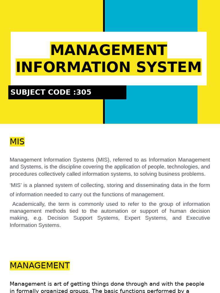 Management Information System | PDF | System | Information