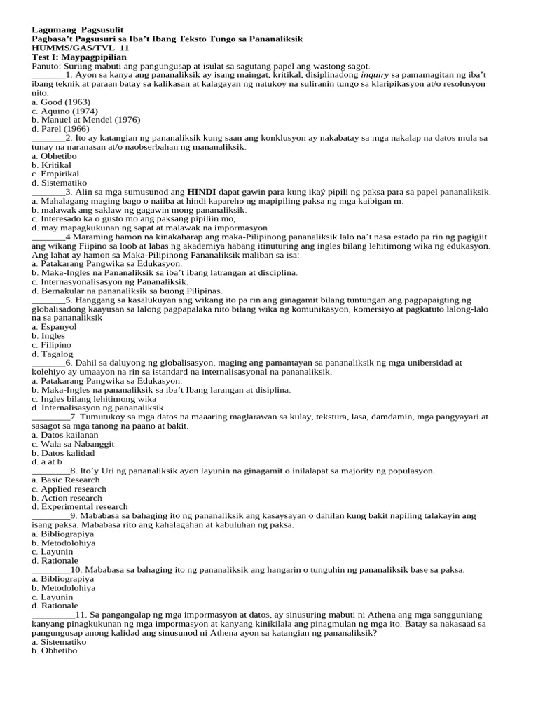 4TH Quarter Pagbasa | PDF