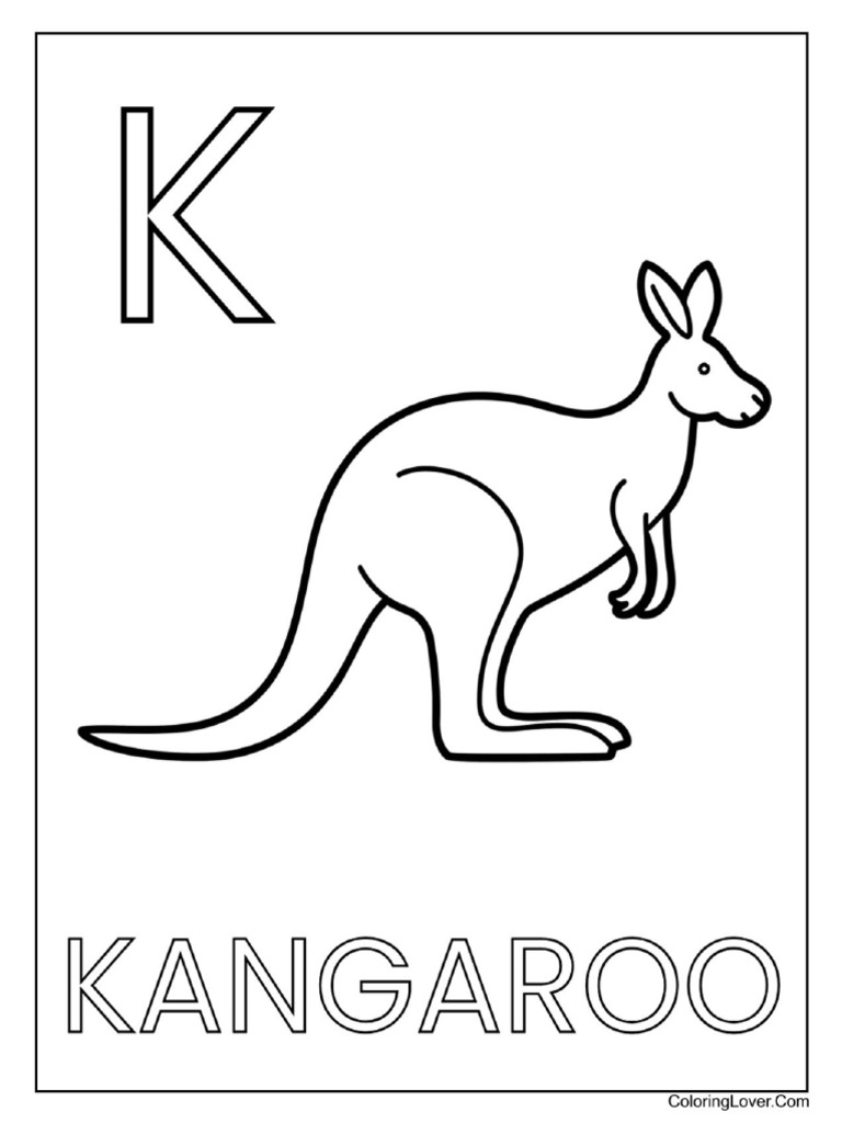 Letter K Kangaroo Coloring Page | PDF