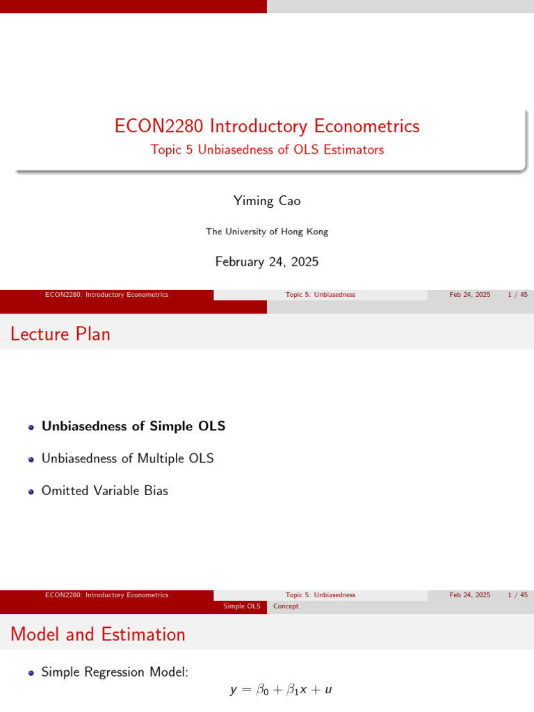 Topic5 Unbiasedness Handout Updated | PDF | Ordinary Least Squares ...